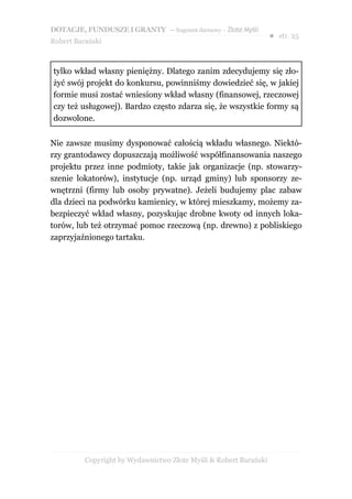 Robert Barański dotacje fundusze i granty | PDF