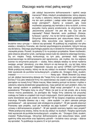 Robert Barański dotacje fundusze i granty | PDF