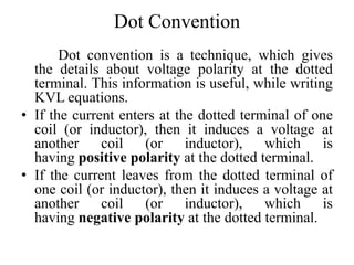 Dot convention in coupled circuits | PPT