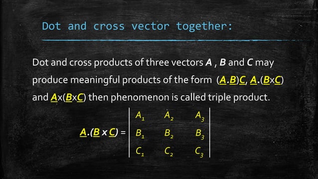 Dot & cross product of vectors | PPTX