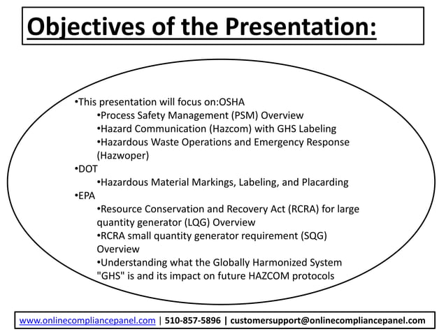 DOT, EPA and OSHA Requirements for Handling, Labeling and Shipping of ...