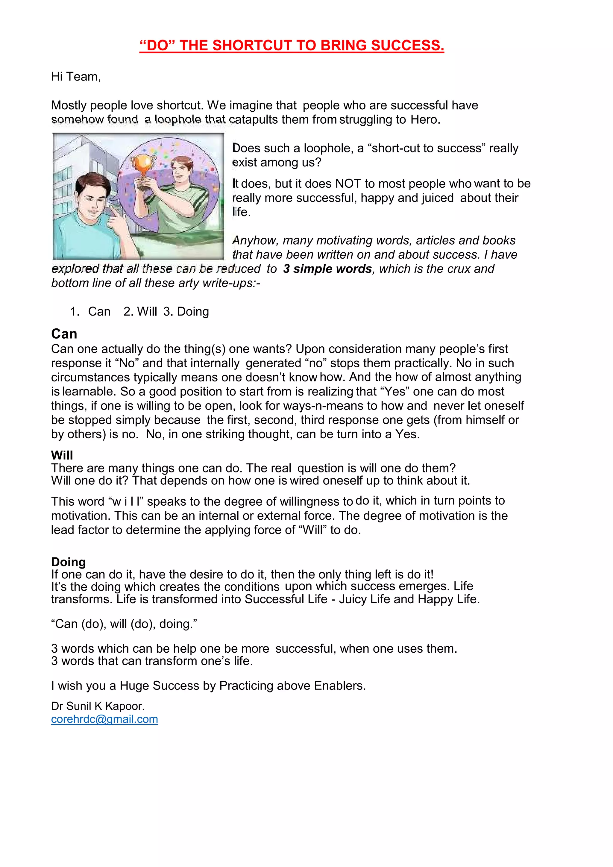 “Do” The Shortcut to Bring Success. | PDF