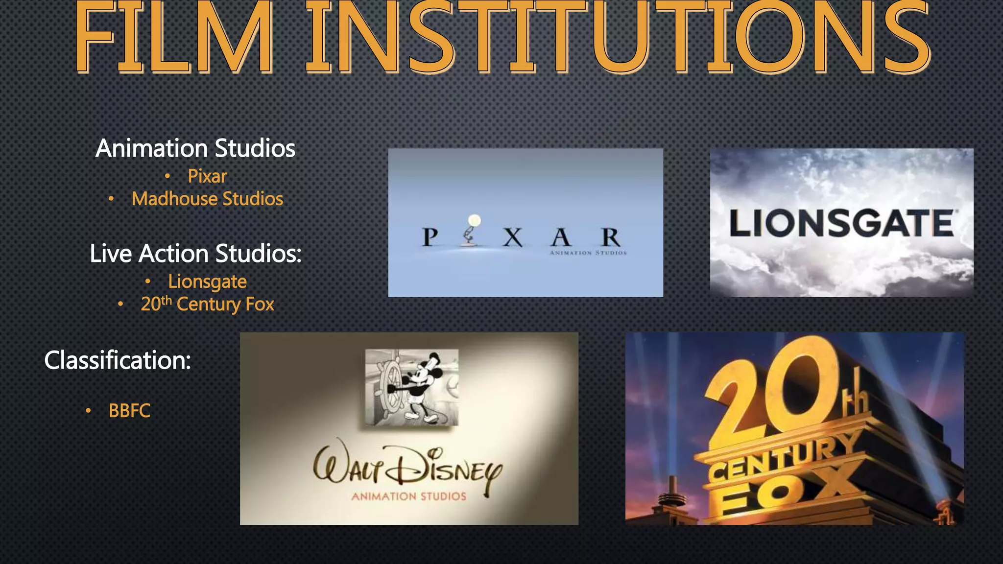 FILM INSTITUTIONS | PPT