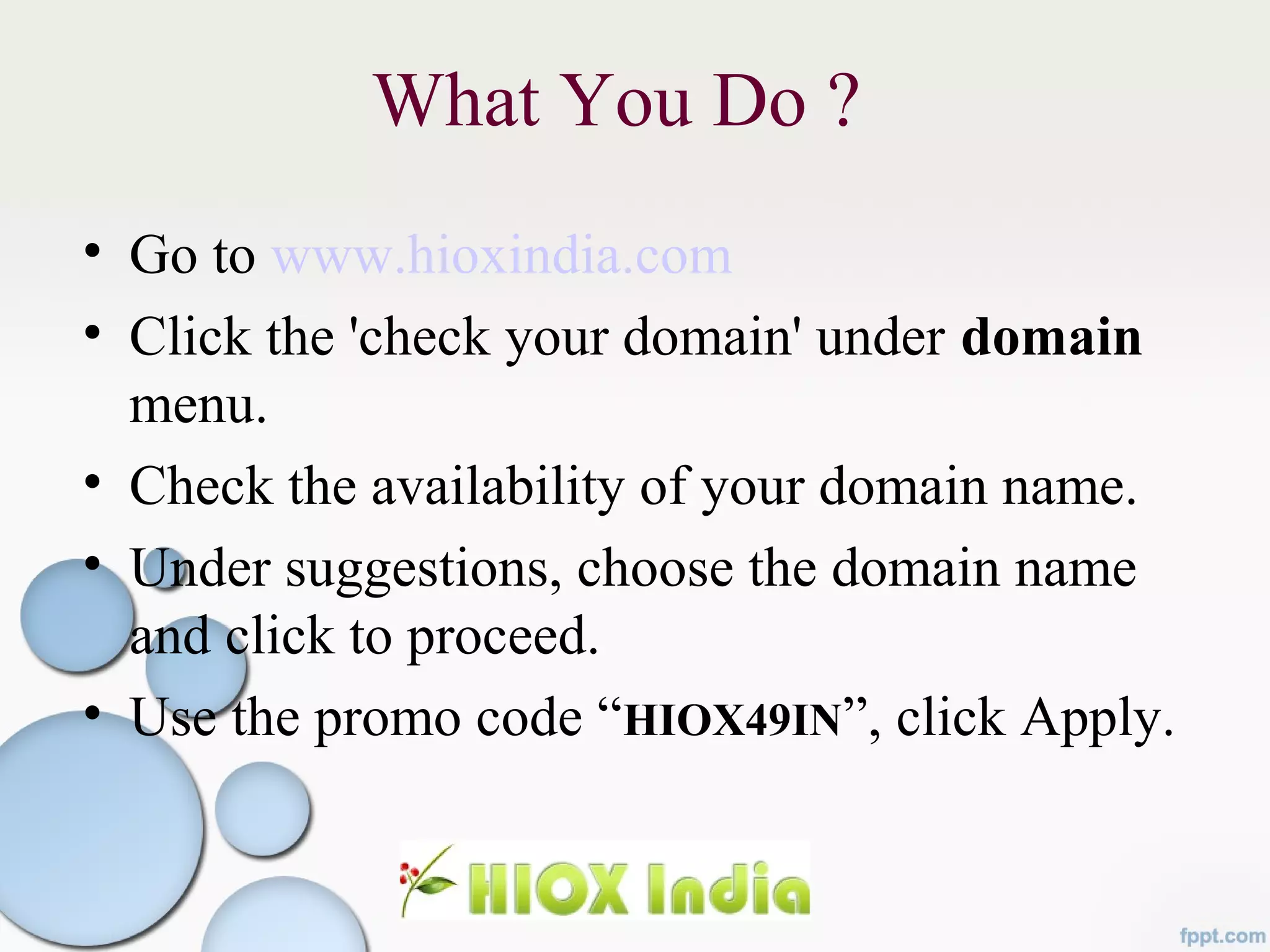 Dot in at 49 INR @ hiox india | PPT | Technology & Computing