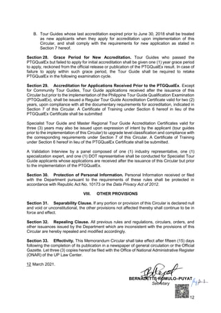 Department of Tourism MC No. 2021-002: Rules and Regulations Governing ...
