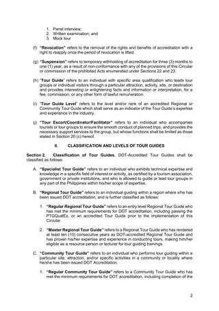 Department of Tourism MC No. 2021-002: Rules and Regulations Governing ...
