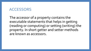 Properties and indexers in C# | PPTX