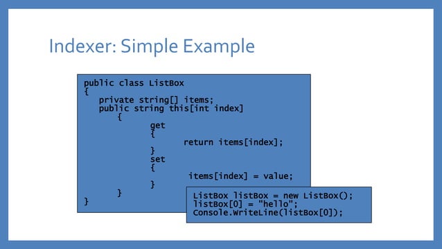Properties and indexers in C#
