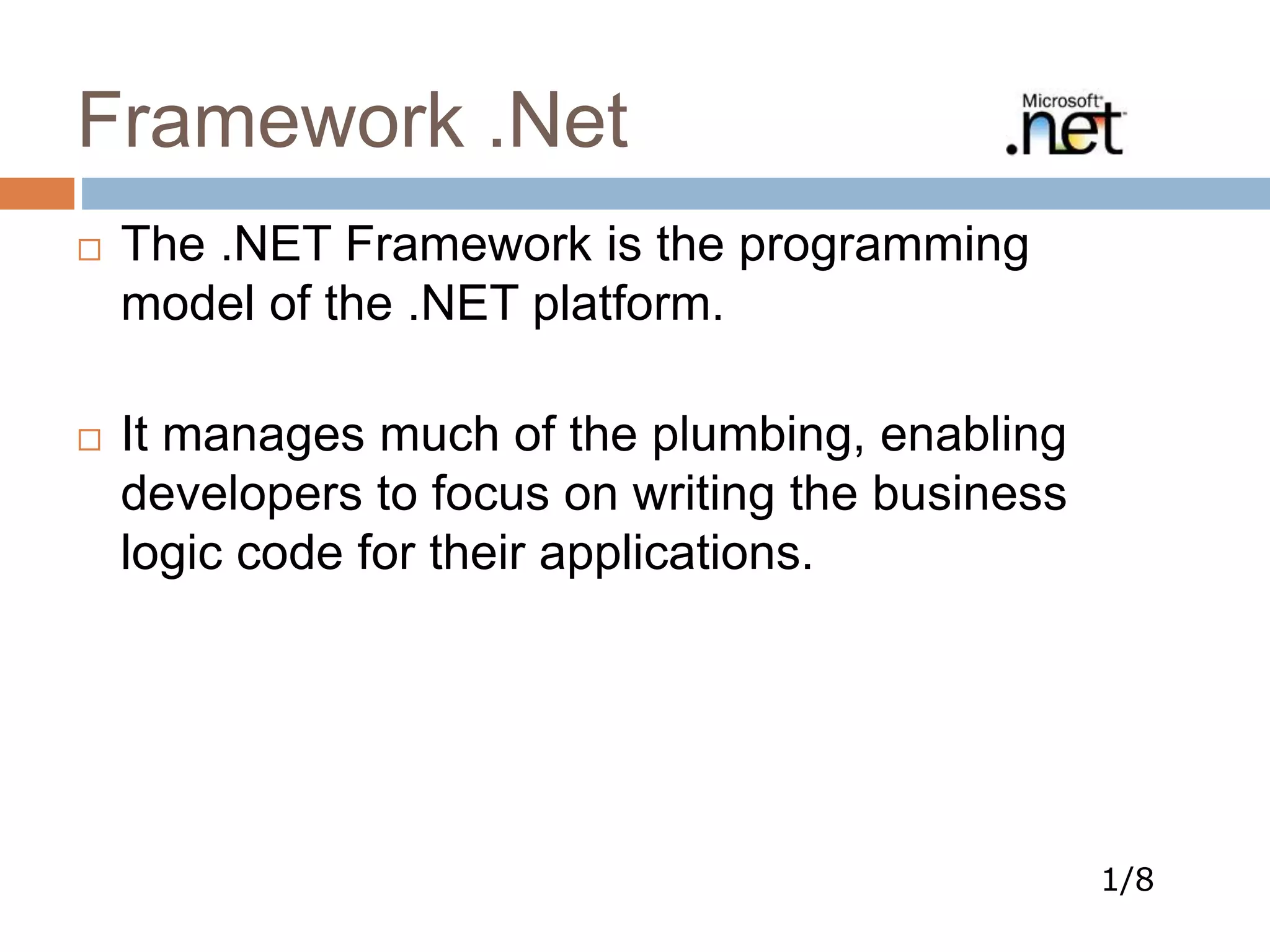 Dot net Introduction and their usabilities | PPTX | Programming Languages | Computing