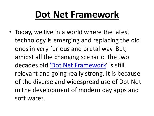 Why Learn Dot Net Programming Framework