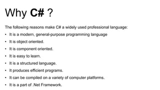 DotNet Fundamentals | PPTX | Programming Languages | Computing