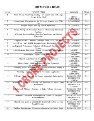 final year ieee project centre in chennai | DOCX