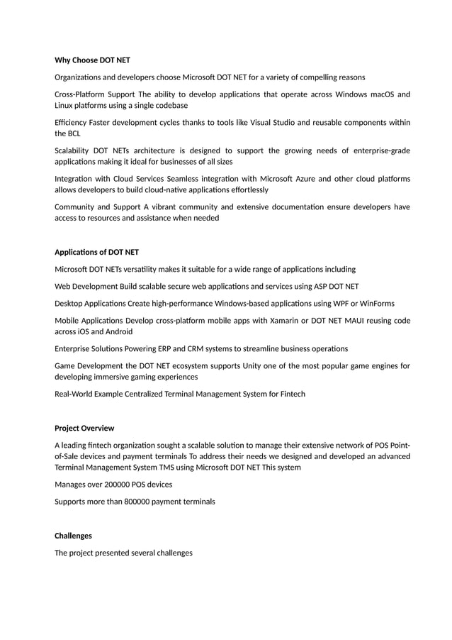 Microsoft DOT NET: Unlocking Scalable and Cross-Platform Development ...