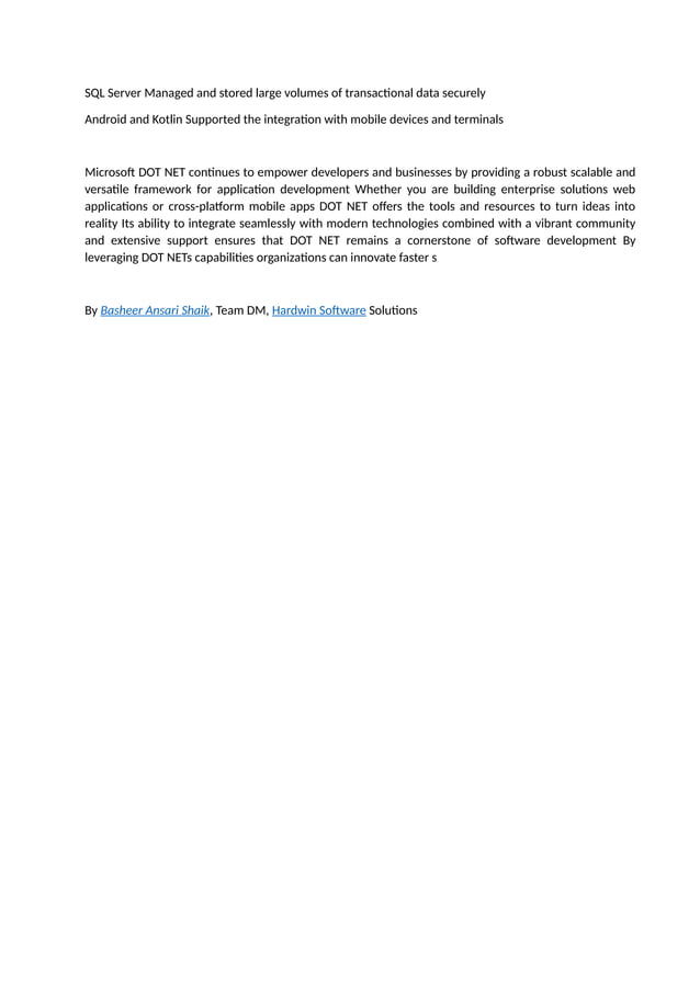 Microsoft DOT NET: Unlocking Scalable and Cross-Platform Development Solutions | DOCX
