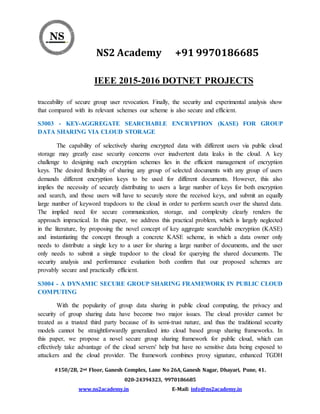 Dotnet 2015 2016 2017 ieee project list-with abstract | PDF