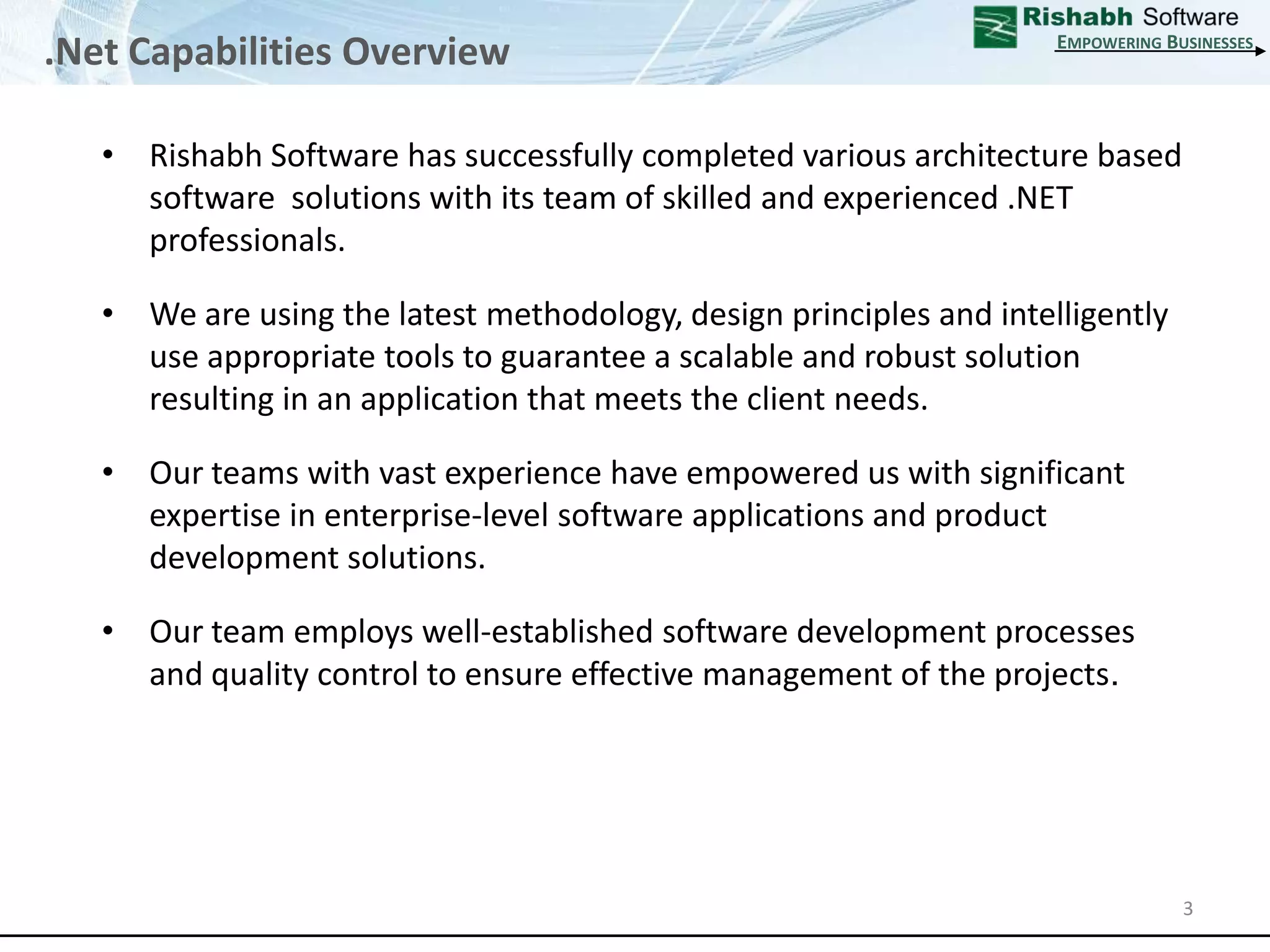 Microsoft .Net Capabilities - Rishabh Software | PPTX