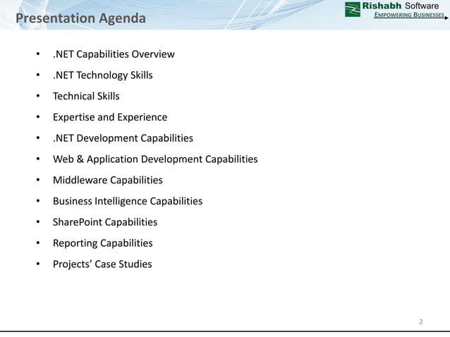 Microsoft .Net Capabilities - Rishabh Software | PPT
