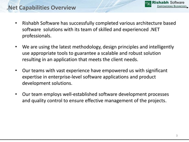 Microsoft .Net Capabilities - Rishabh Software | PPT
