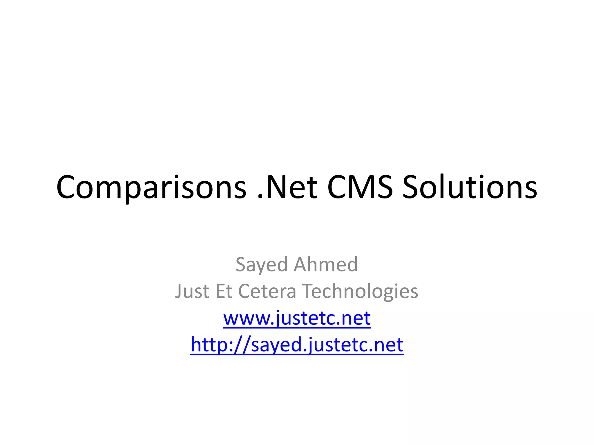 Dot net cms comparisons | PPT
