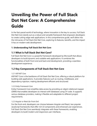 Best Full Stack .NET Core Classroom & Online training - Naresh IT | DOCX