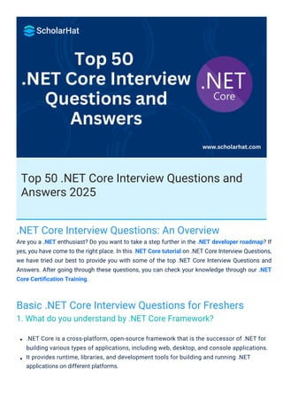 Dot NET Core Interview Questions PDF By ScholarHat | PDF