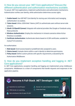 Dot NET Core Interview Questions PDF By ScholarHat | PDF