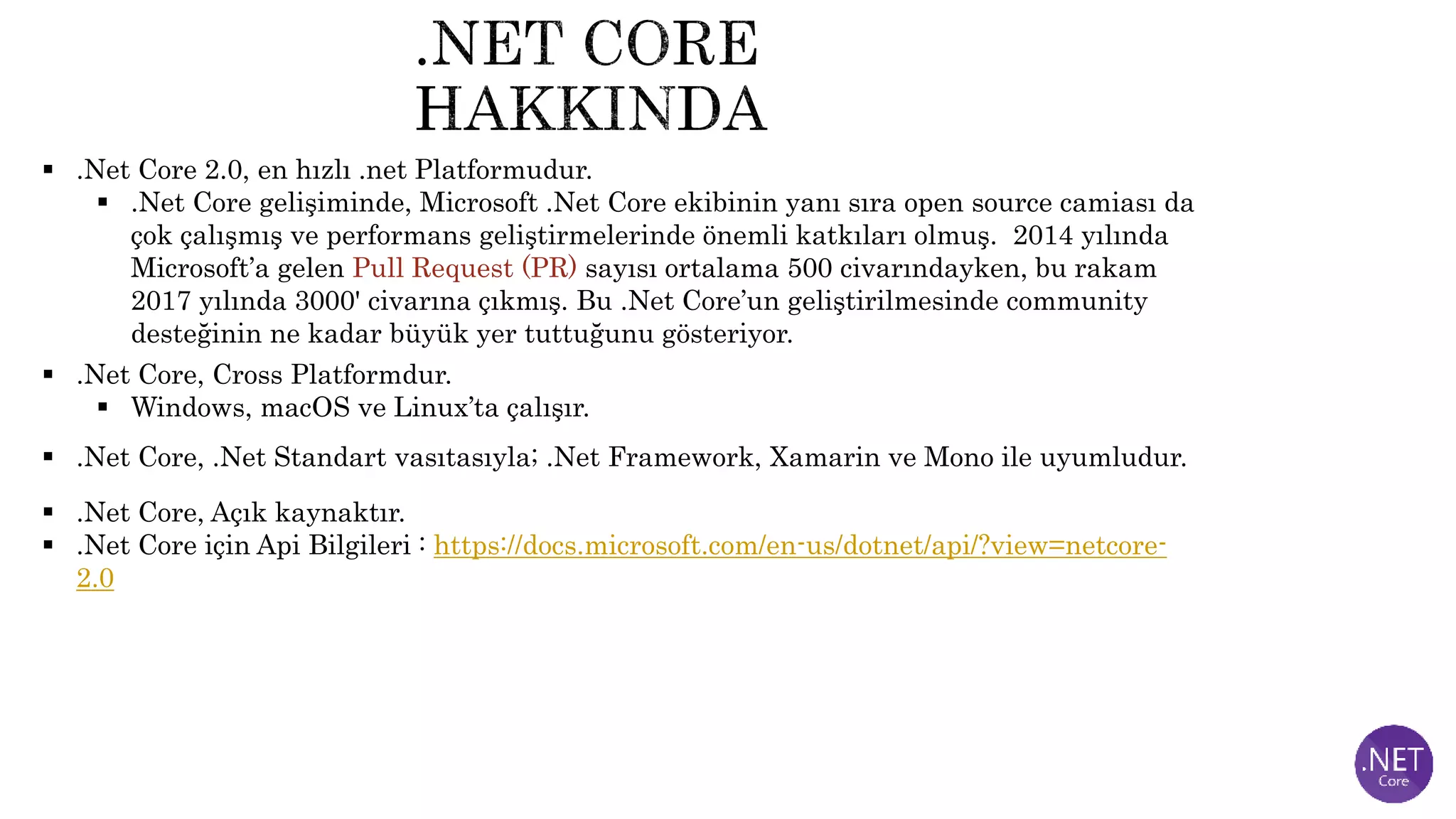 .Net Core sunum | PPT