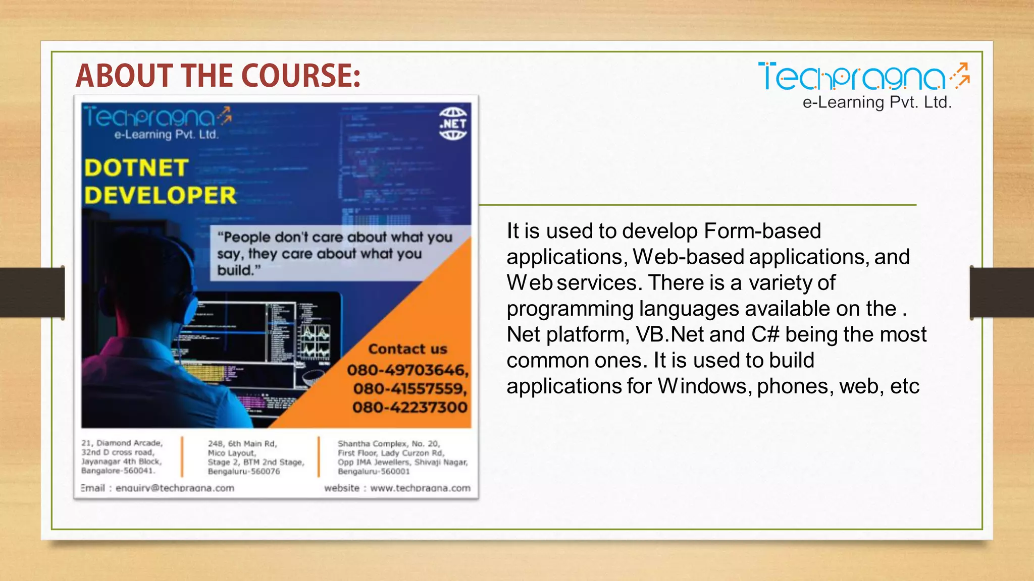 Dotnet developer presentation | PPT