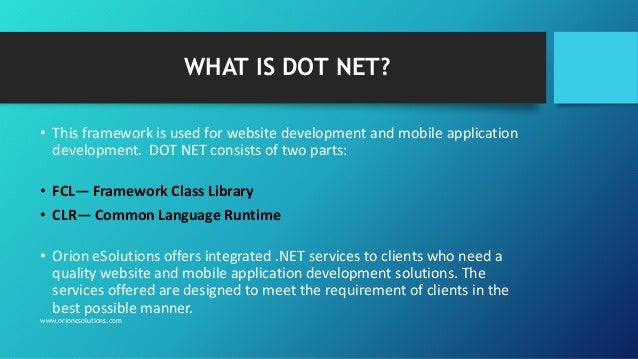 Dot Net Framework Development Dot Net Framework Development