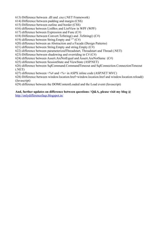 Dotnet difference between questions list- 1 | PDF | Web Development ...
