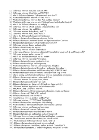Dotnet difference between questions list- 1 | PDF | Web Development | Internet