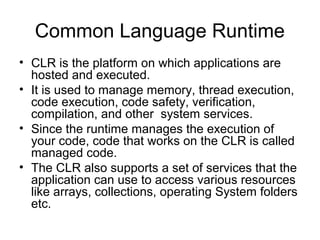 Dotnet framework | PPT | Programming Languages | Computing