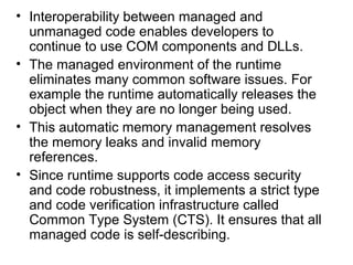 Dotnet framework | PPT | Programming Languages | Computing