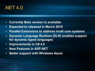 Dot Net Framework An Overview | PPT