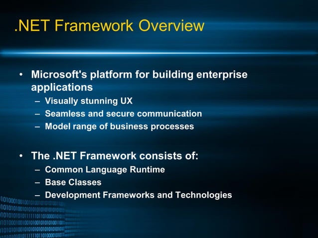 Dot Net Framework An Overview | PPT