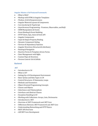 .NET Full Stack Development AI + IoT Integrated Course | TechEntry | PDF