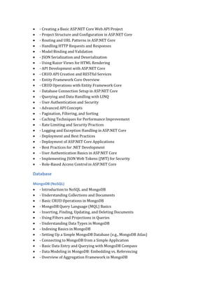 .NET Full Stack Development AI + IoT Integrated Course | TechEntry | PDF