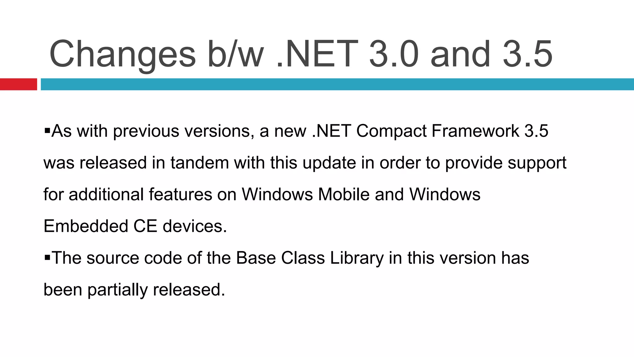 Dotnet Frameworks Version History | PPTX
