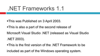 Dotnet Frameworks Version History | PPTX