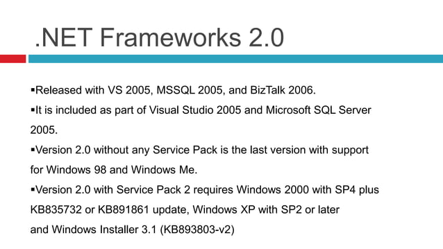 Dotnet Frameworks Version History
