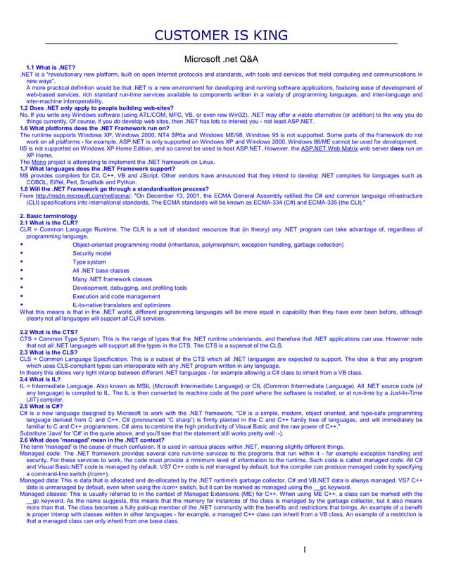 Dotnet interview qa | PDF