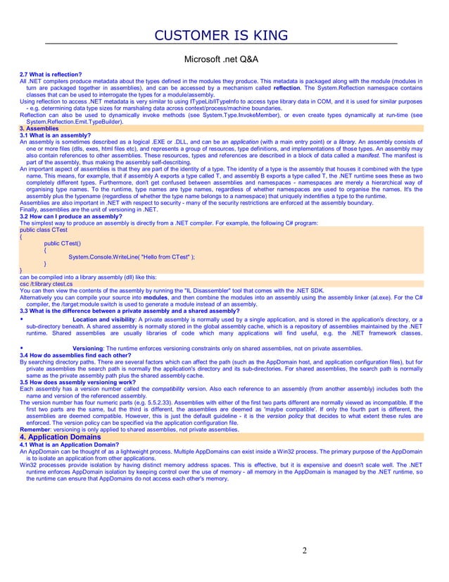 Dotnet interview qa | PDF