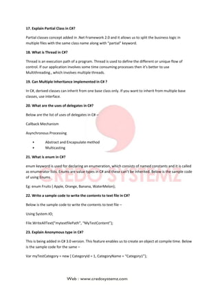 Dot net interview questions and asnwers | PDF