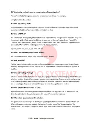 Dot net interview questions and asnwers | PDF