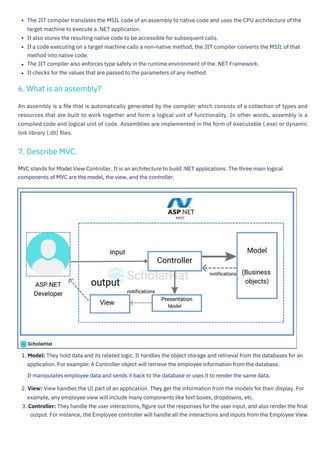 Dot NET Interview Questions PDF By ScholarHat | PDF