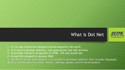 Dot Net Introduction | PPT