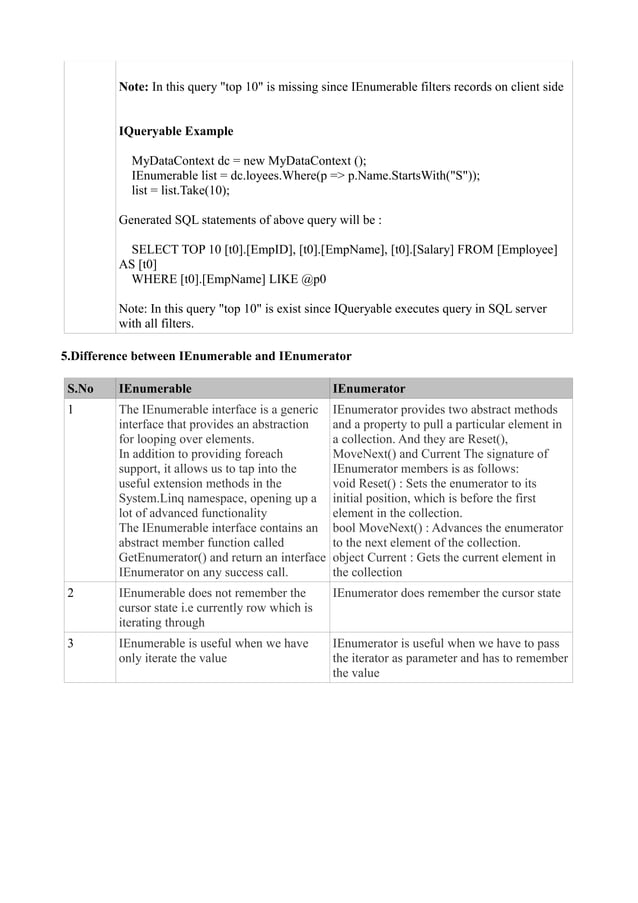 Dotnet programming concepts difference faqs- 2 | PDF