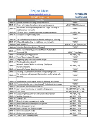 Dot net project list | PDF | Databases | Computer Software and Applications