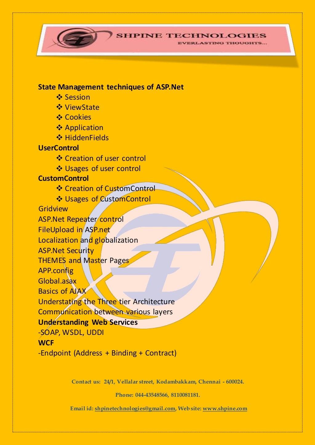 Dot Net Course Syllabus Dot Net Course Syllabus