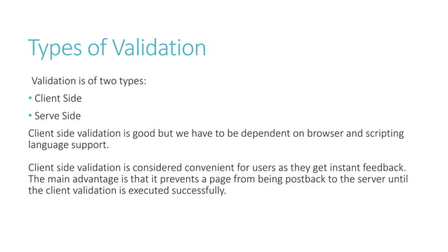 Validation Controls in asp.net